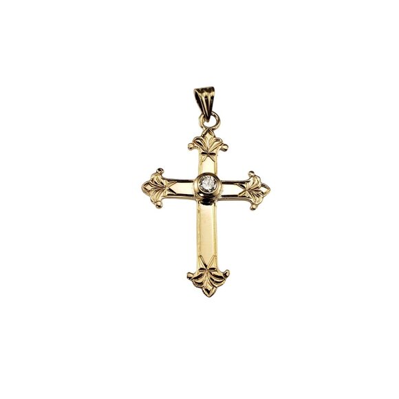 Estate | Jewelry | 8 Karat Yellow Gold And Diamond Cross Pendant 1772 ...